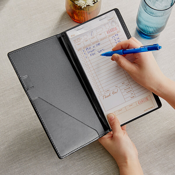 Server Book - Black Vinyl, 5" x 8" | WebstaurantStore