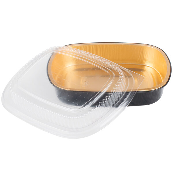 Ovenable Take & Bake Medium Gold Foil Takeout Pan w/ Lid