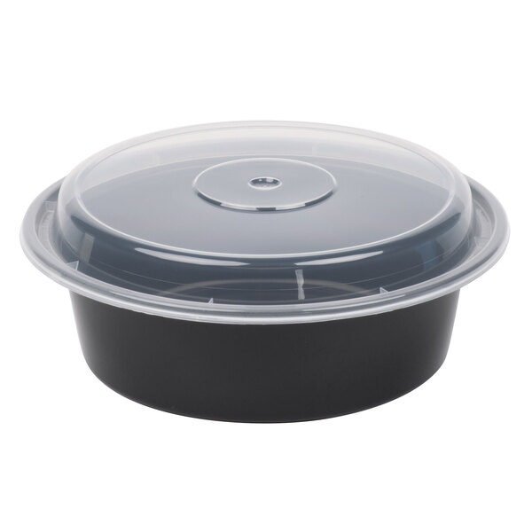 Pactiv Newspring NC729B 32 oz. Black 7" VERSAtainer Round Microwavable ...