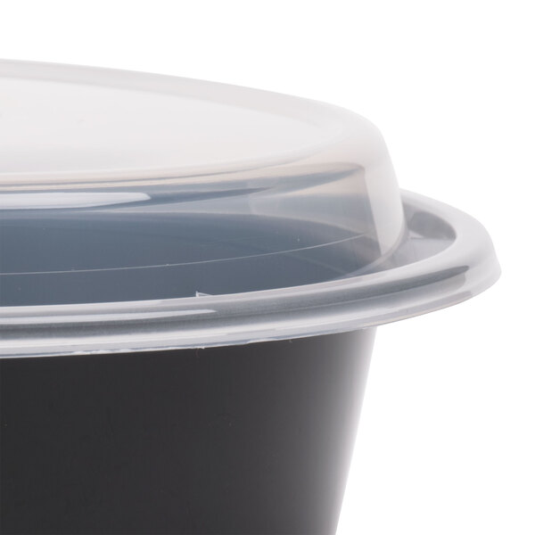 Pactiv Newspring NC729B 32 oz. Black 7" VERSAtainer Round Microwavable ...