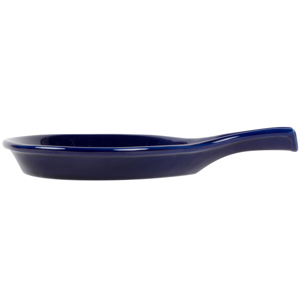 CAC FP-18-BLU Festiware 10" x 8 1/4" Blue Fry Pan Plate - 12/Case