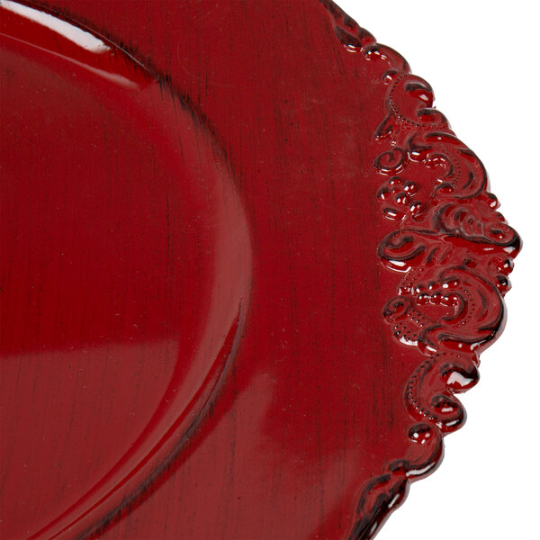 Charge It by Jay 13" Round Royal Red Plastic Charger Plate - 12/Pack