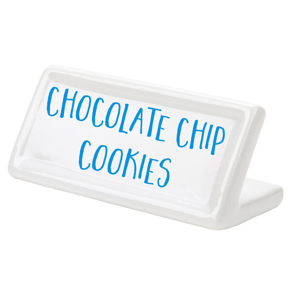 American Metalcraft CMCSW2 5 1/4" x 2" Rectangular White Ceramic Card Sign