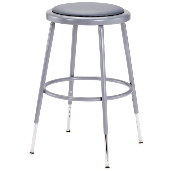 National Public Seating 6418H 19" - 27" Gray Adjustable Round Padded ...