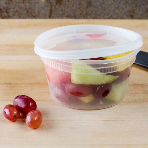 Pactiv/Newspring YL2512 12 oz. Translucent Round Deli Container Combo ...