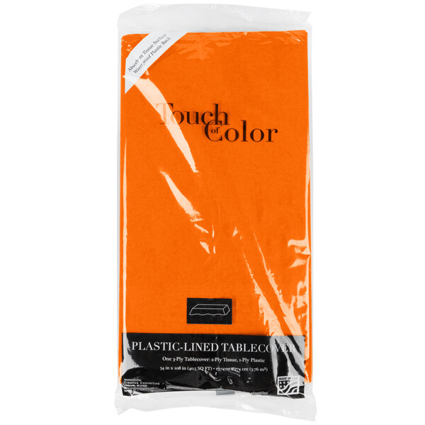 Creative Converting 710237 54" x 108" Sunkissed Orange Tissue / Poly ...