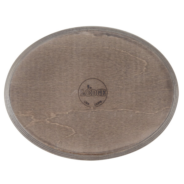 Lodge UOPB 9" x 11 3/4" Oval Wood Underliner with Walnut Finish