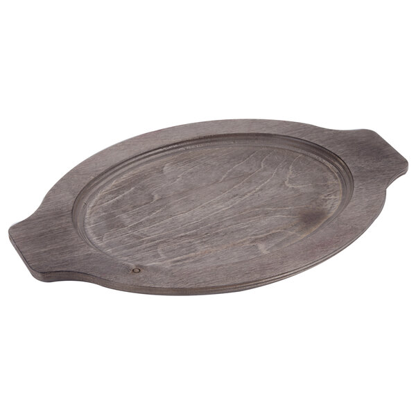 Lodge UGOH 13 1/2" x 9 1/8" Oval Grip Style Wood Underliner with Walnut ...