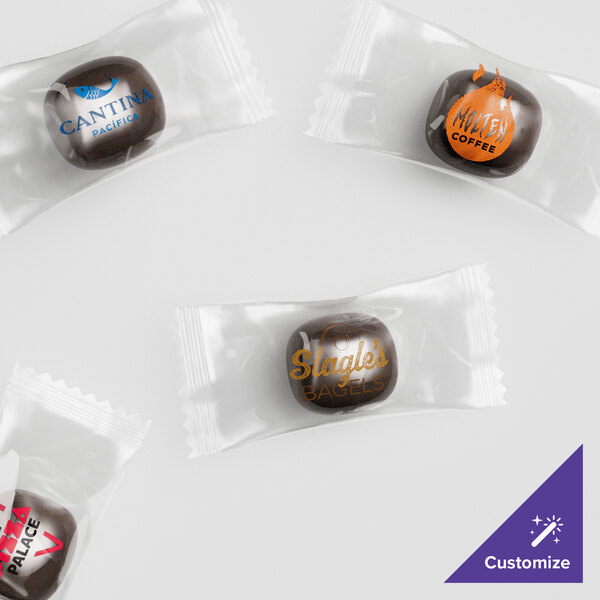 Customizable Chocolate Buttermints with Clear Wrapper - 1000/Case