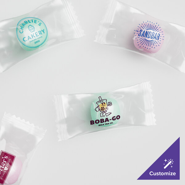 Customizable Assorted Pastel Buttermints with Clear Wrapper - 1000/Case