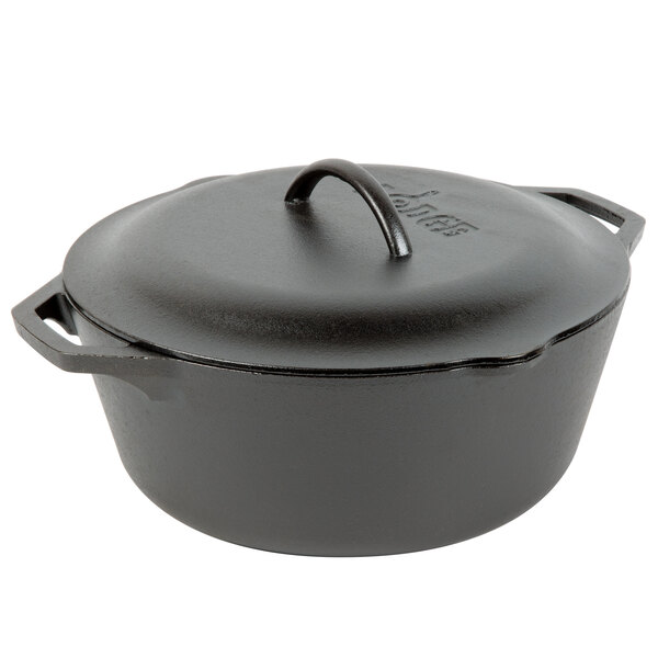Lodge L10DOL3 7 Qt. Pre-Seasoned Cast Iron Dutch Oven with Dual Handles