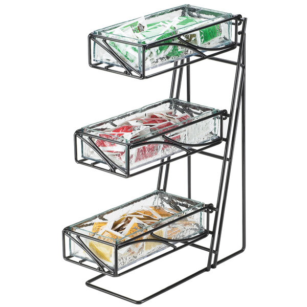 Cal-Mil 1235-13-43 Black 3-Tier Metal Flatware / Condiment Display with ...