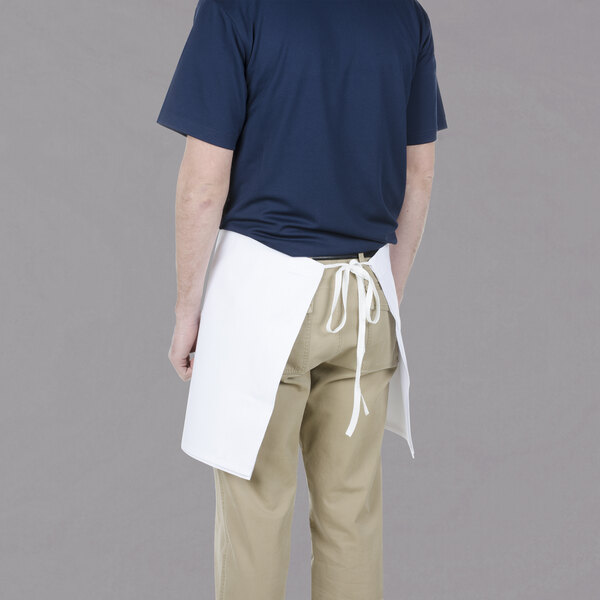 Chef Revival White Poly-Cotton Customizable Waist Apron - 17" x 34"