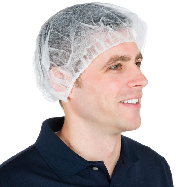 Chef Revival 24" White Disposable Polypropylene Bouffant Cap Hair Net ...