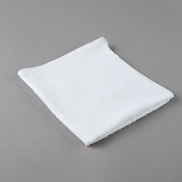 Chef Revival 16" x 19" White 32 oz. Ribbed 100% Cotton Bar Towel - 12/Pack