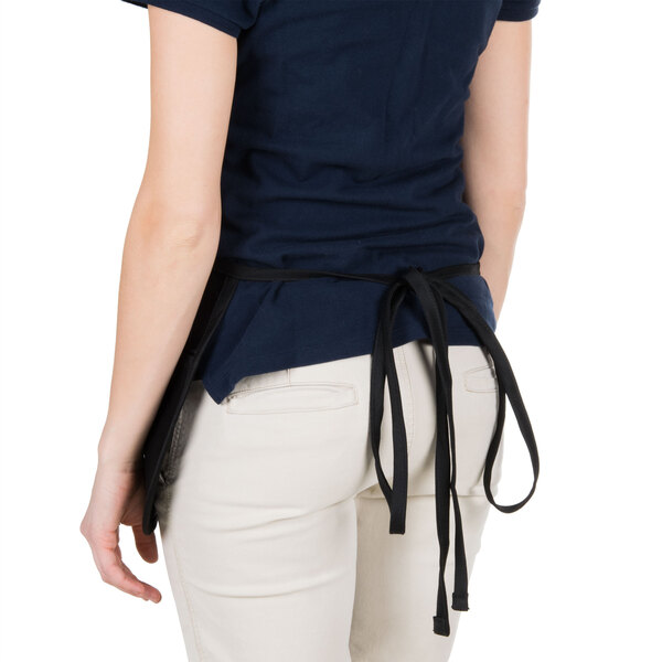 Chef Revival Black Poly-Cotton Customizable Reversible Waist Apron with ...