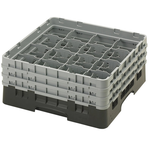 Cambro 16S638110 Camrack 6 7/8" High Customizable Black 16 Compartment ...