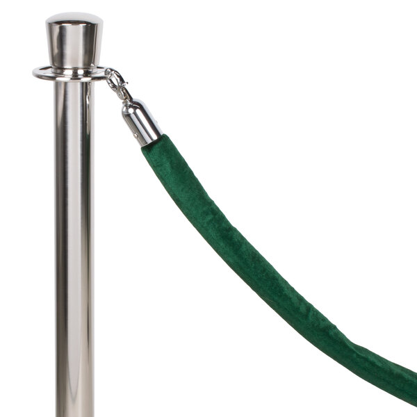 Aarco Green 6' Rope with Chrome Ends for Crowd Control TR-86
