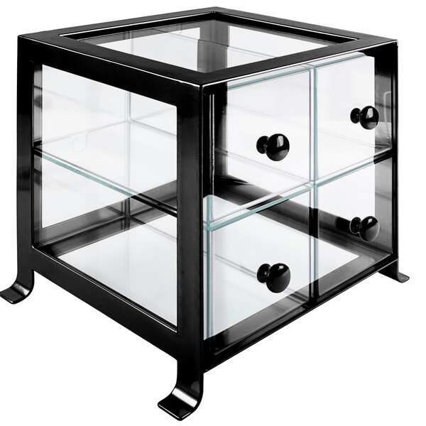 Four Drawer Bread Case - Black Steel, 14" x 13" x 14 1/4"