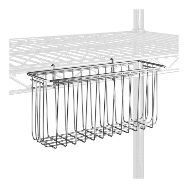 Regency Chrome Storage Basket for Wire Shelving - 13 3/8" x 5" x 7"