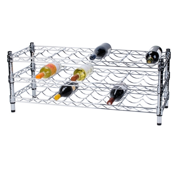 Regency 14" x 36" 3 Shelf 24-Bottle Wire Wine Rack with 14" Posts