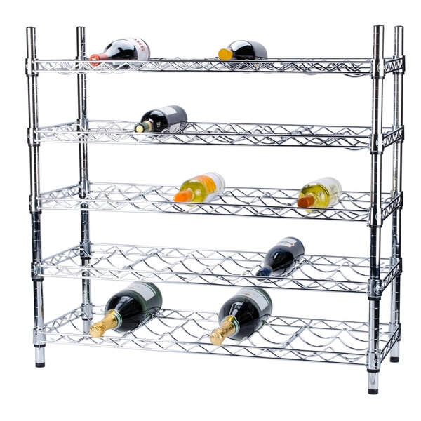 Regency 14" x 36" 5 Shelf 40-Bottle Wire Wine Rack with 34" Posts