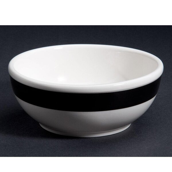 CAC R-18-BLK Rainbow 15 oz. Black Rolled Edge Stoneware Nappie Bowl ...