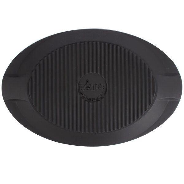 Lodge US011 Black 8 3/4" x 13" Oval Heat-Resistant Black Silicone ...