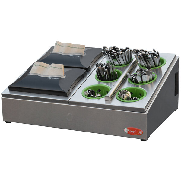 Steril-Sil E1-CBD-2V Stainless Steel Countertop Silverware Dispenser ...