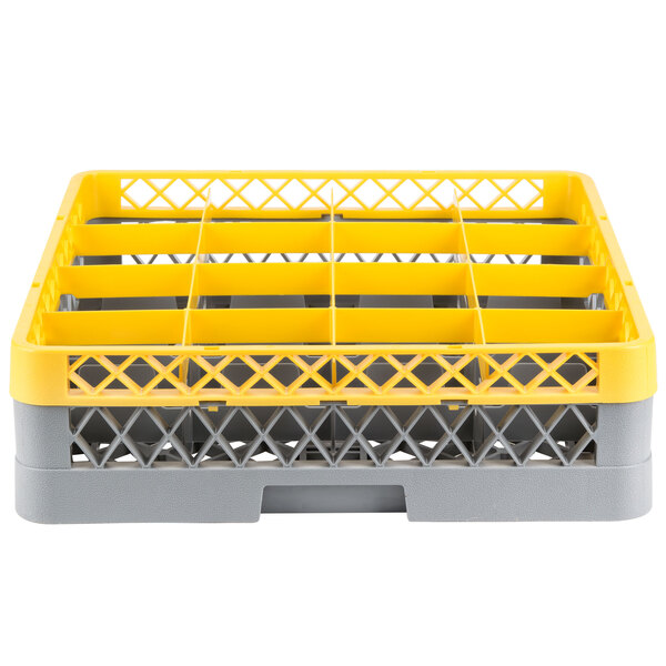 Noble Products 16-Compartment Gray Full-Size Glass Rack with Yellow ...