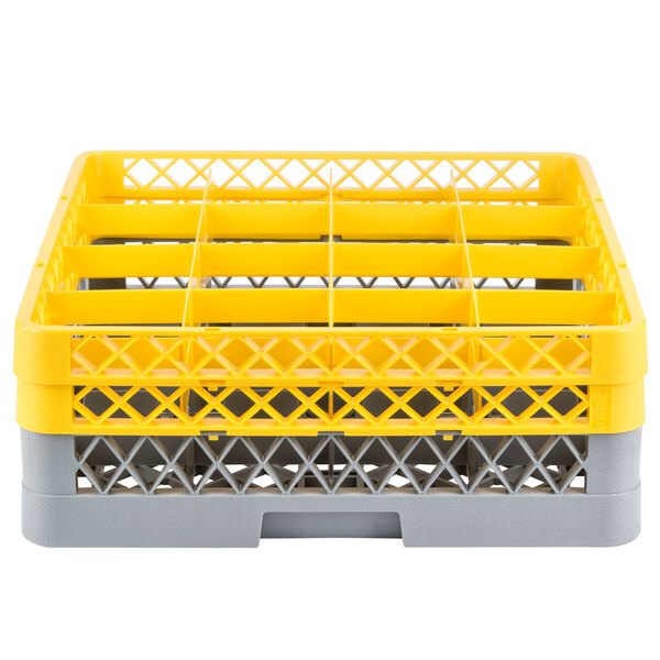 Noble Products 16-Compartment Gray Full-Size Glass Rack with 2 Yellow ...