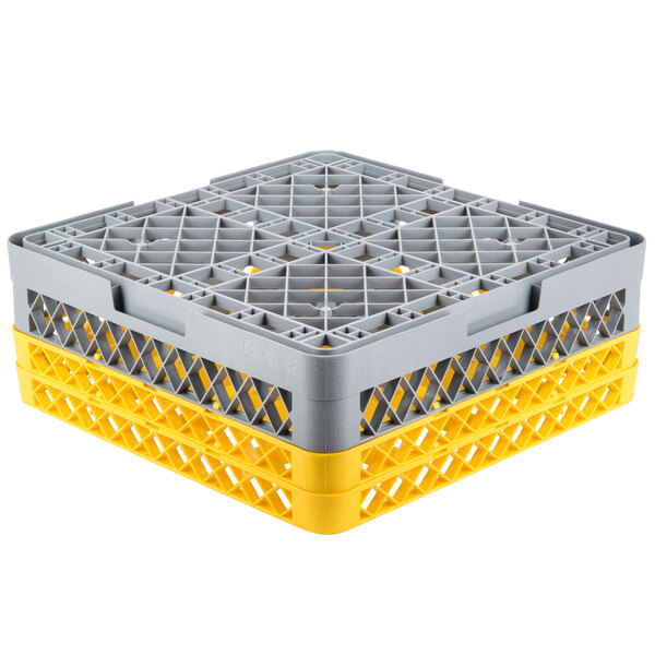 Noble Products 16-Compartment Gray Full-Size Glass Rack with 2 Yellow ...