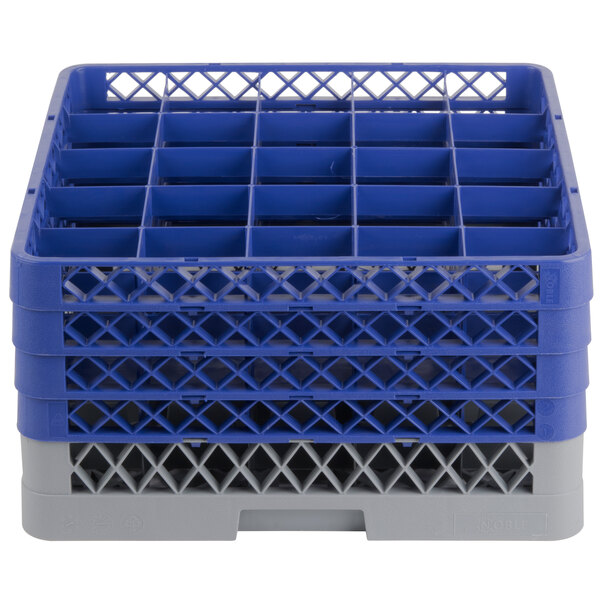Noble Products 25-Compartment Gray Full-Size Glass Rack with 4 Blue ...