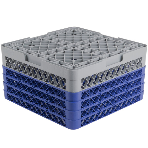 Noble Products 25-Compartment Gray Full-Size Glass Rack with 4 Blue ...