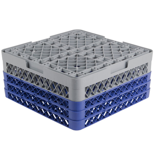 Noble Products 25-Compartment Gray Full-Size Glass Rack with 3 Blue ...