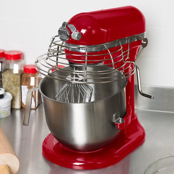 Red KitchenAid 8 qt. Commercial Mixer & Bowl Guard KSMC895ER ...