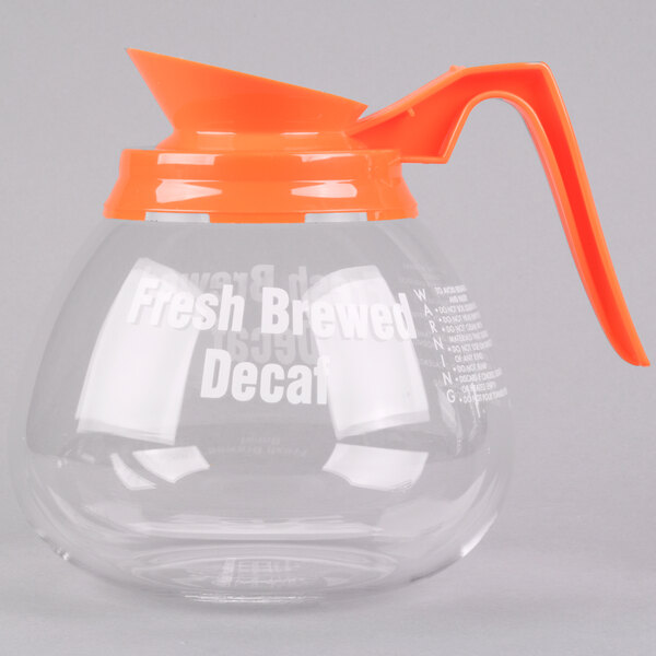 Grindmaster 64 oz. Glass Coffee Decanter with Orange Decaf Handle 98006 ...