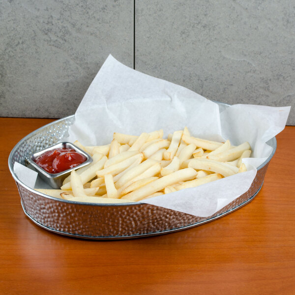 Tablecraft GP129 12" x 9" Oval Galvanized Steel Diner Platter