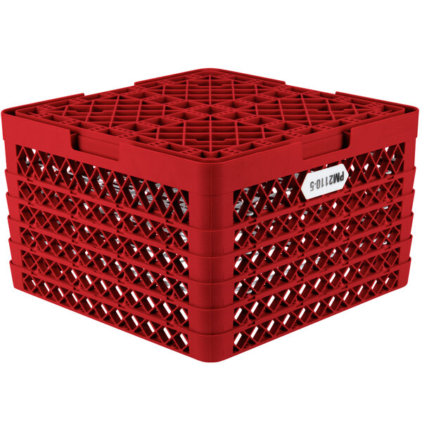 Vollrath PM2110-5 Traex® Plate Crate Red 21 Compartment Plate Rack ...