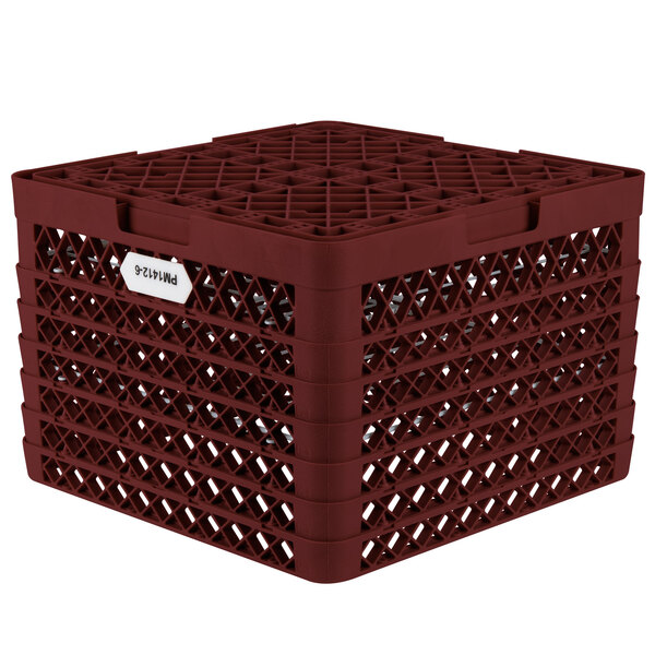 Vollrath PM1412-6 Traex® Plate Crate Burgundy 14 Compartment Plate Rack ...