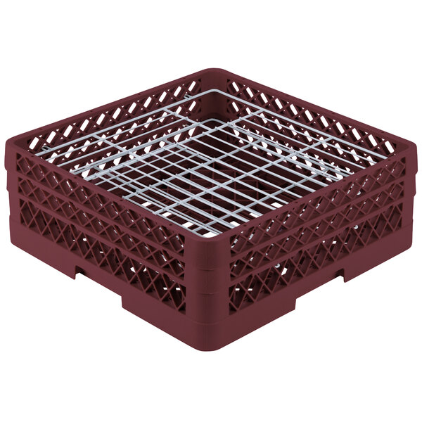 Vollrath PM3807-2 Traex® Plate Crate Burgundy 38 Compartment Plate Rack ...