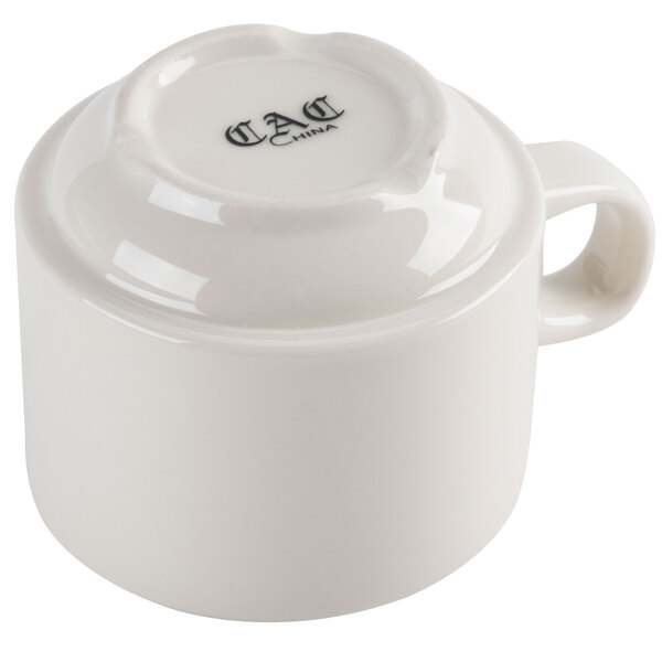 CAC REC-1-S 8 oz. Ivory (American White) Rolled Edge Stackable China ...