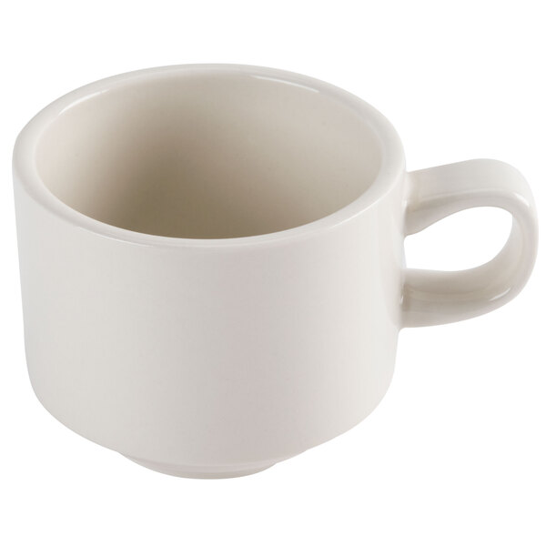 CAC REC-1-S 8 oz. Ivory (American White) Rolled Edge Stackable China ...