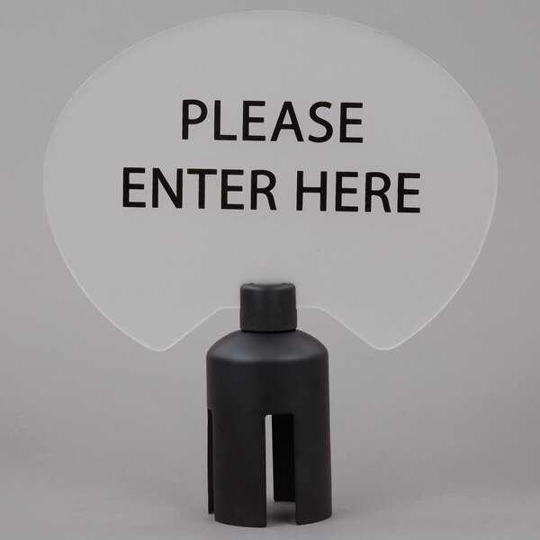 Enter Here Sign, Oval, 10" x 7.5" - WebstaurantStore