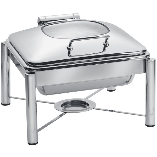 Eastern Tabletop 3954G/S 6 Qt. Square Stainless Steel Chafer with Stand ...