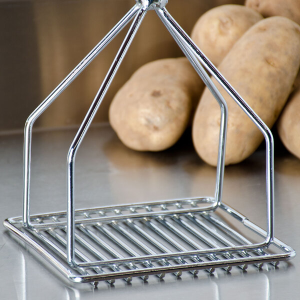 Thunder Group 24" Chrome Plated Square-Faced Potato/Bean Masher with ...