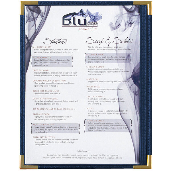 Menu Solutions RS33C BL GLD Royal 8 1/2" x 11" Single Panel / Two View ...