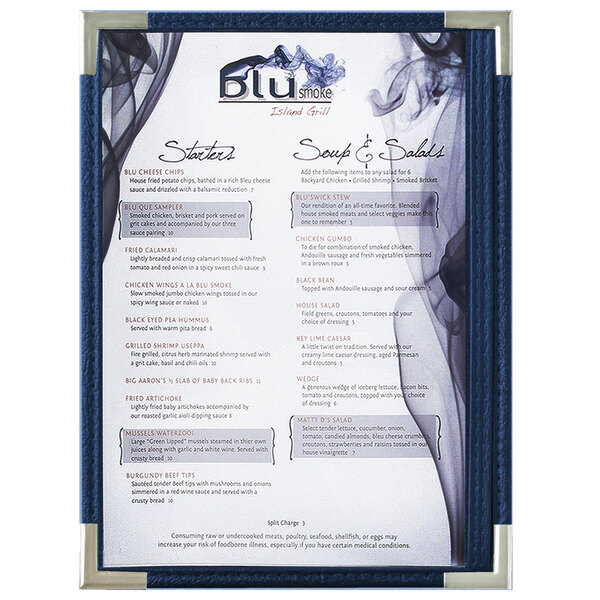 Menu Solutions RS33A BL SLV Royal 5 1/2" x 8 1/2" Single Panel / Two ...