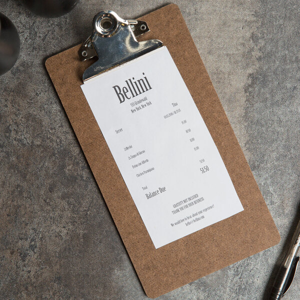 Menu Solutions CLIPCHECK-HB 5" x 9" Menu Clipboard / Check Presenter ...