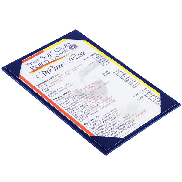 Menu Solutions K111A BLUE The Kearny Series 5 1/2" x 8 1/2" Single ...